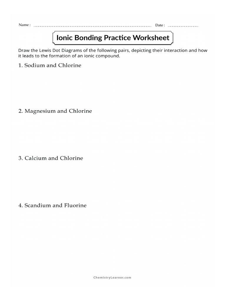 Ionic Bonding Practice Worksheet With Answers | PDF