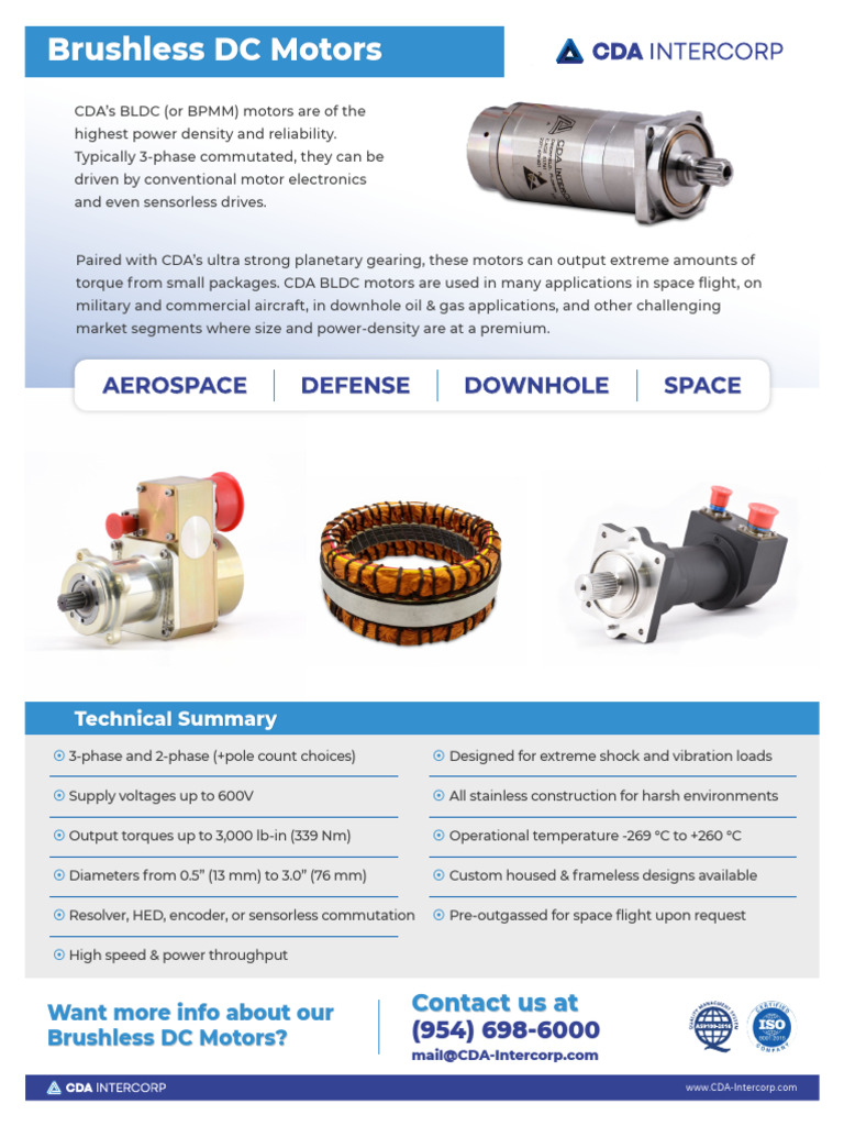 Cda Rochure Brushless DC Motors 07 2021 | PDF