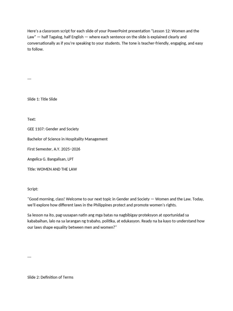Script Women and Rge Law | PDF | Rights | Justice