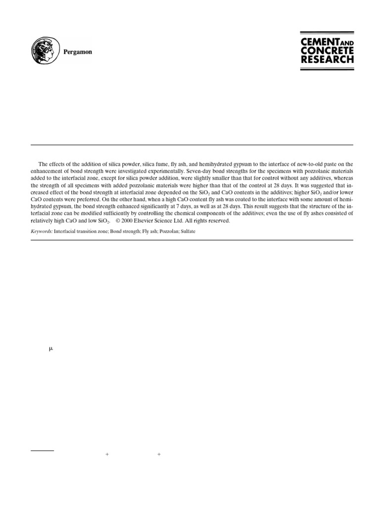 Increase of Bond Strength at Interfacial Transition 2000 Cement and ...