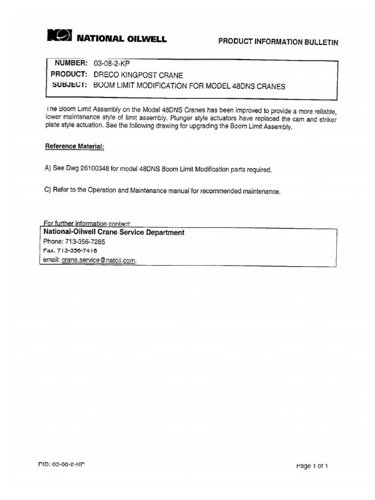 03-08-2-Kp - Boom Limit Modification For Model 48dns Cranes | PDF