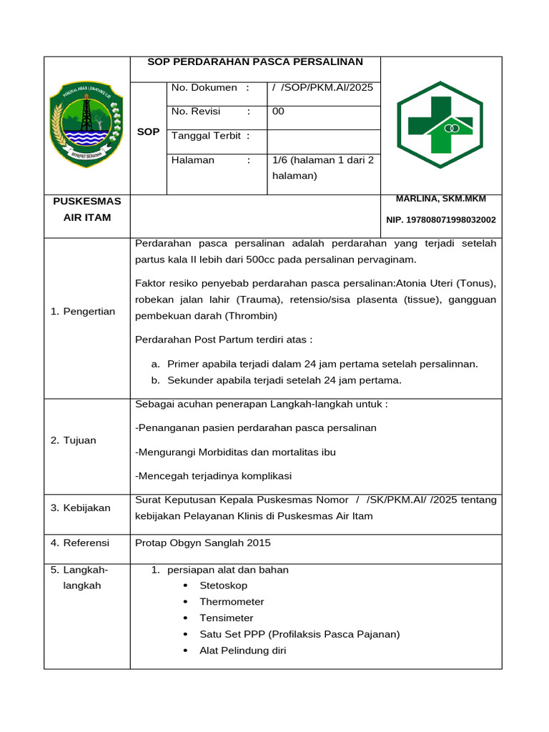 Susi Sop Perdarahan Pasca Persalinan | PDF