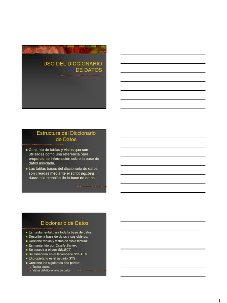 Diccionario de Datos | PDF | SQL | Base de datos Oracle