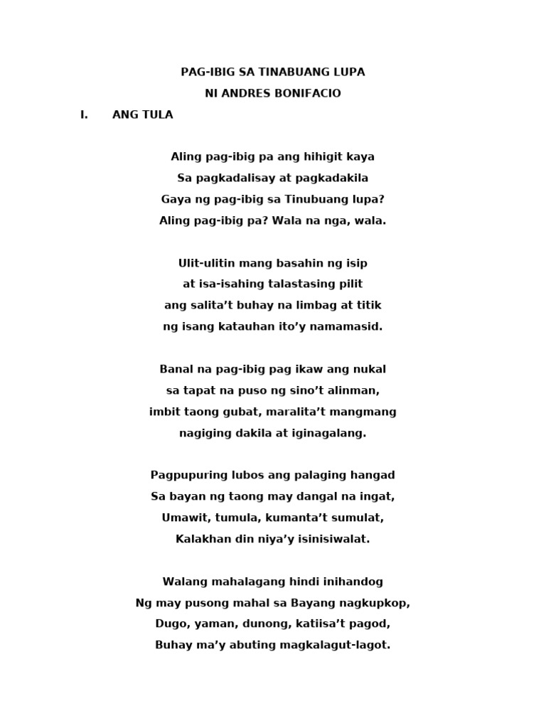 Pagsusuri NG Tula 10-RIZAL | PDF