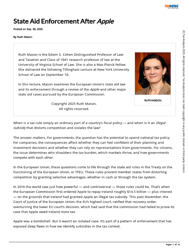 Ruth Mason State Aid Apple | PDF | Subsidy | Taxes
