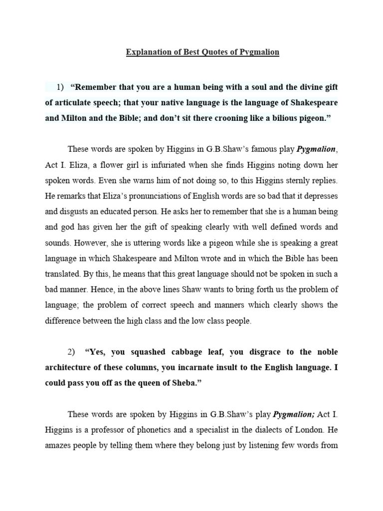 5th File | PDF | Pygmalion (Play)
