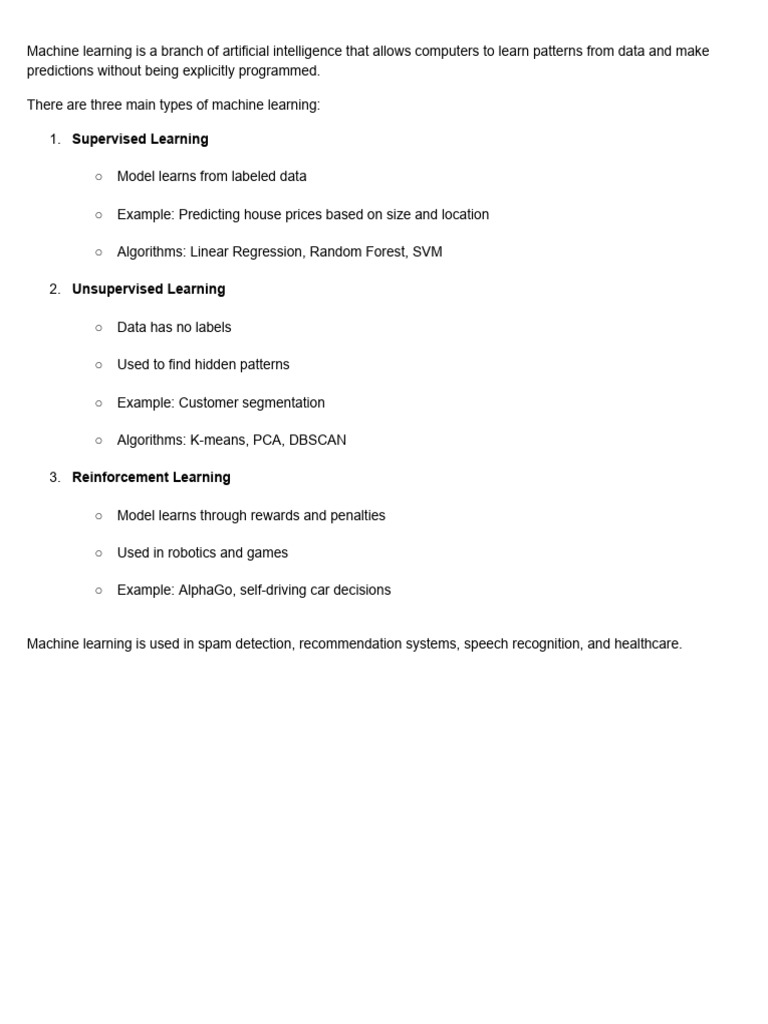 Introduction To Machine Learning - Beginner Study Notes | PDF