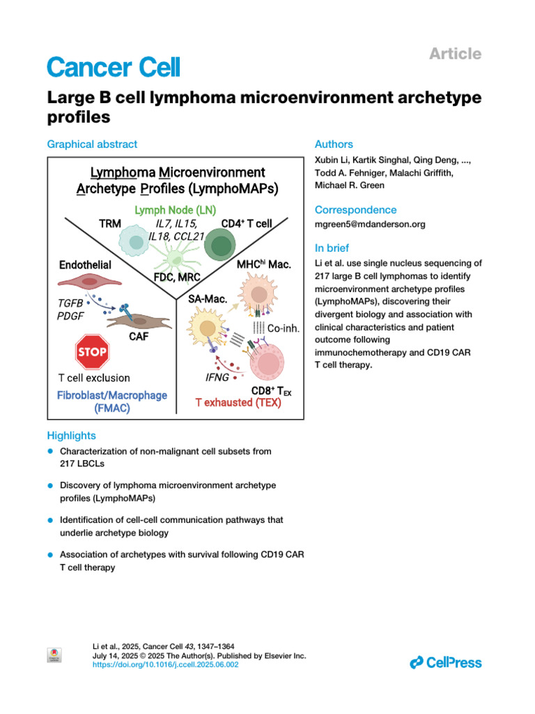 Cell and Cancer Cell Characteristics Fom The Cell | PDF | Lymphoma | T Cell