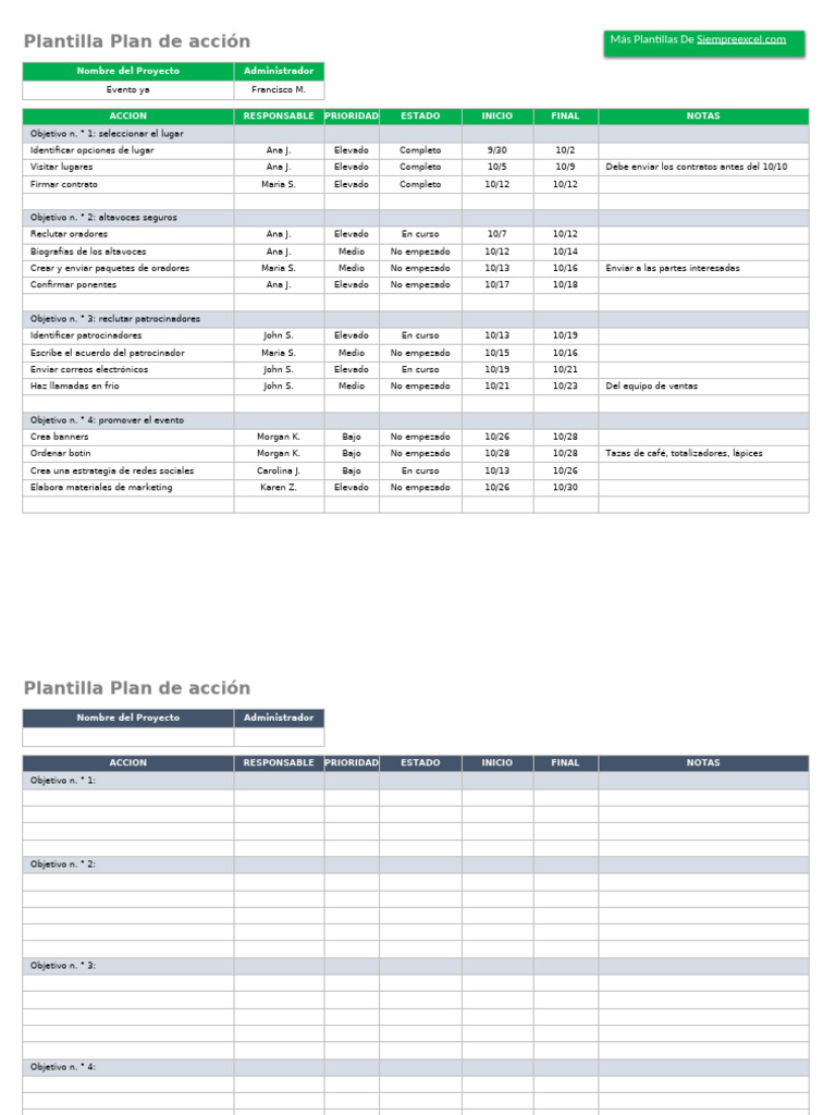 Plantilla Plan de Accion | PDF