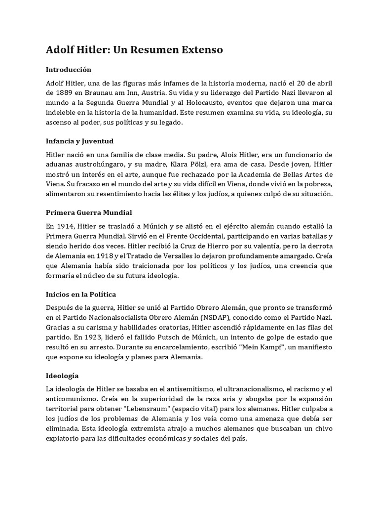Vida y legado de Adolf Hitler | PDF | Adolf Hitler | Alemania nazi