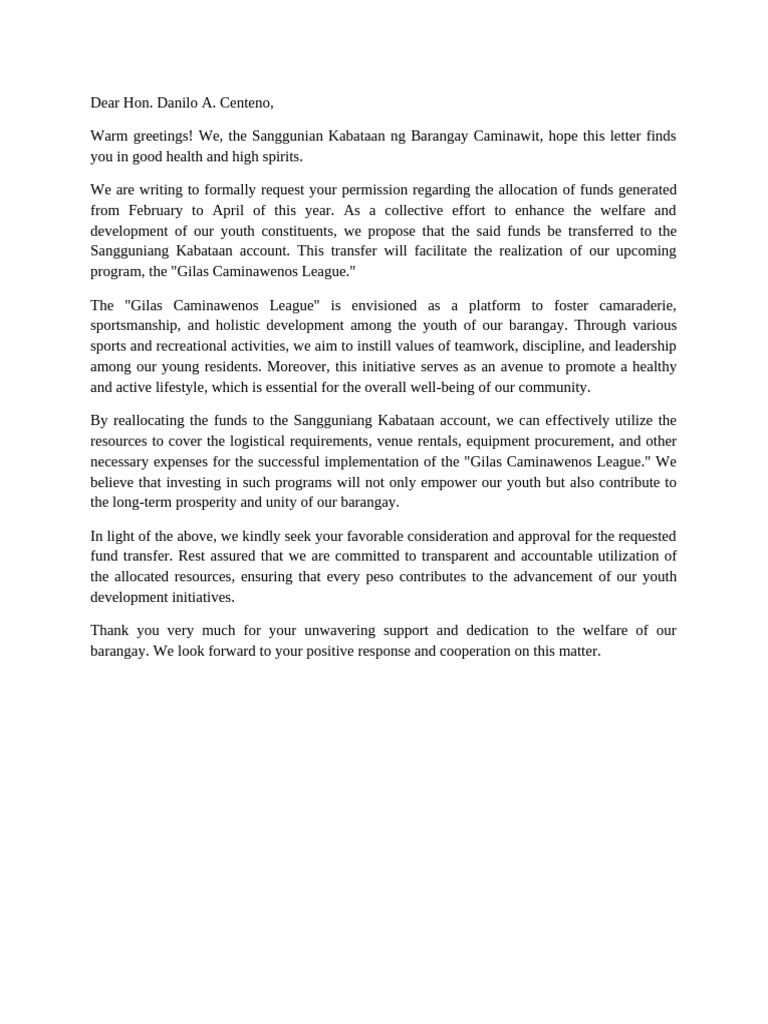 Letter For Kap. | PDF