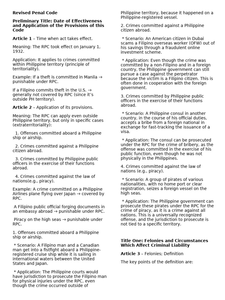 RPC - Notes | PDF | Criminal Law | Murder
