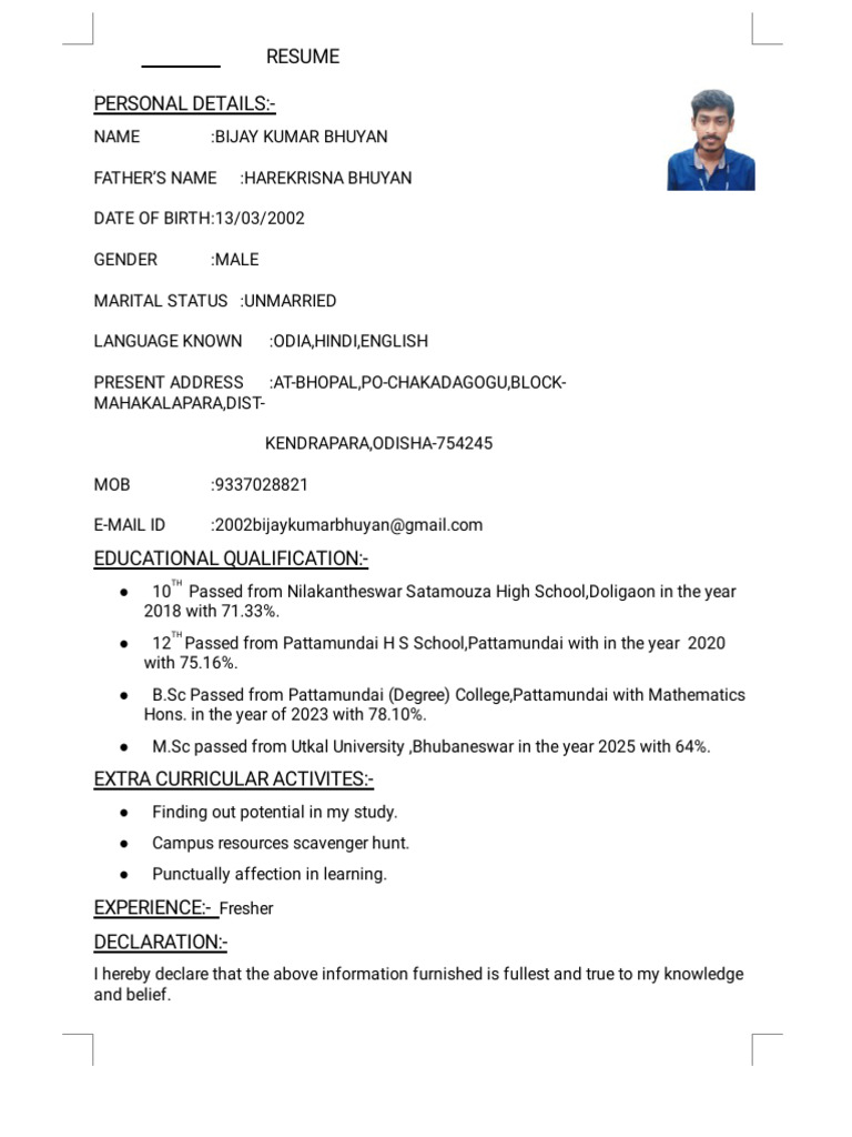 Resume Personal Details | PDF