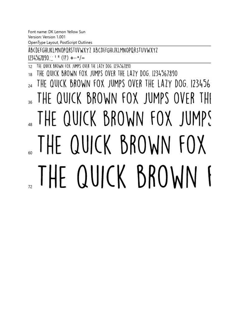 Font Name: DK Lemon Yellow Sun Version: Version 1.001 Opentype Layout ...