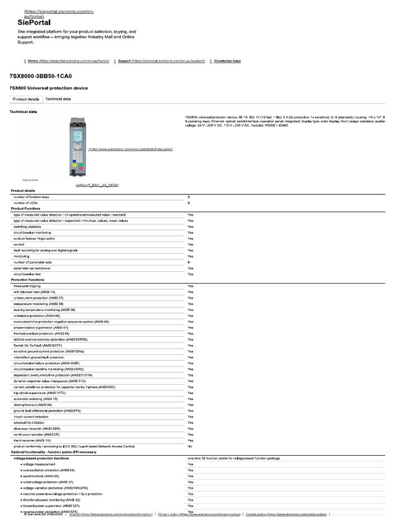 7SX8000 3BB50 1CA0 Data Sheet | PDF