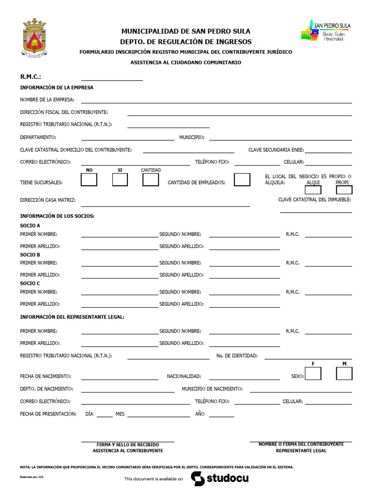 Formulario R.M.C. Persona Juridica RI | PDF