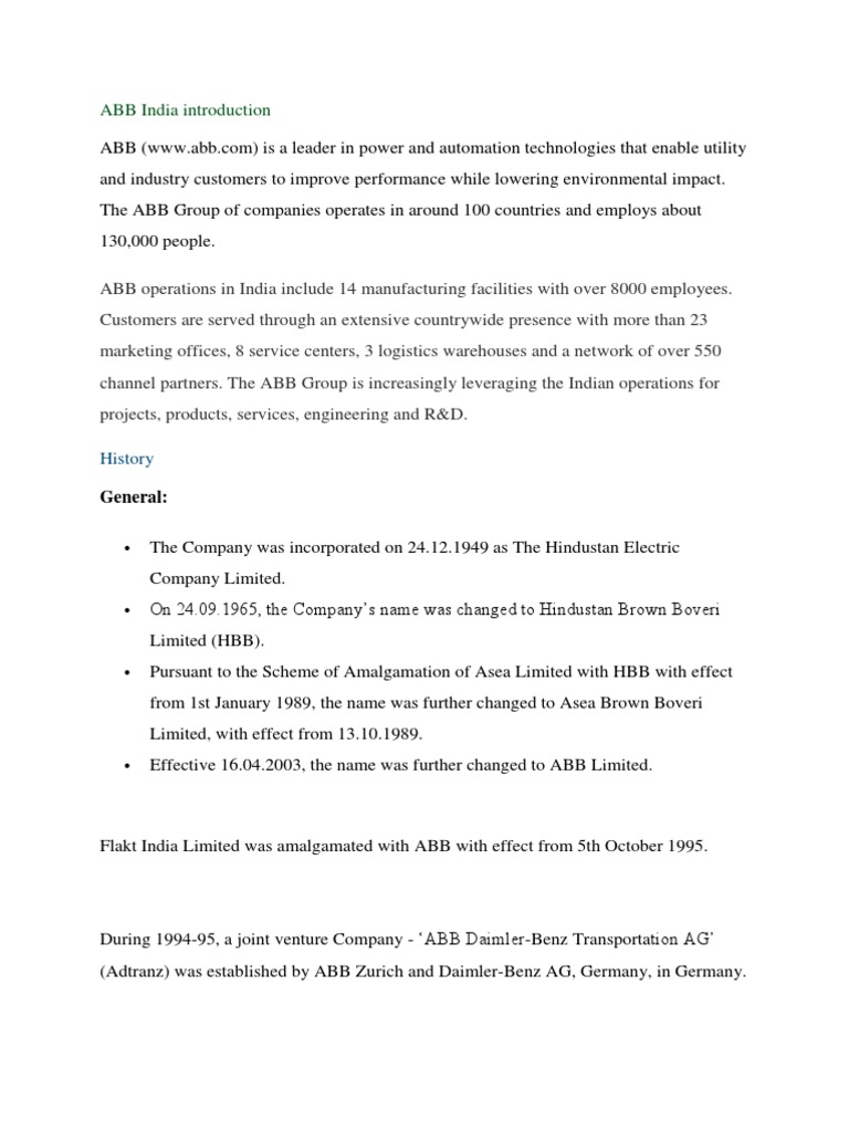 ABB India Introduction | PDF | Electrical Engineering | Electricity