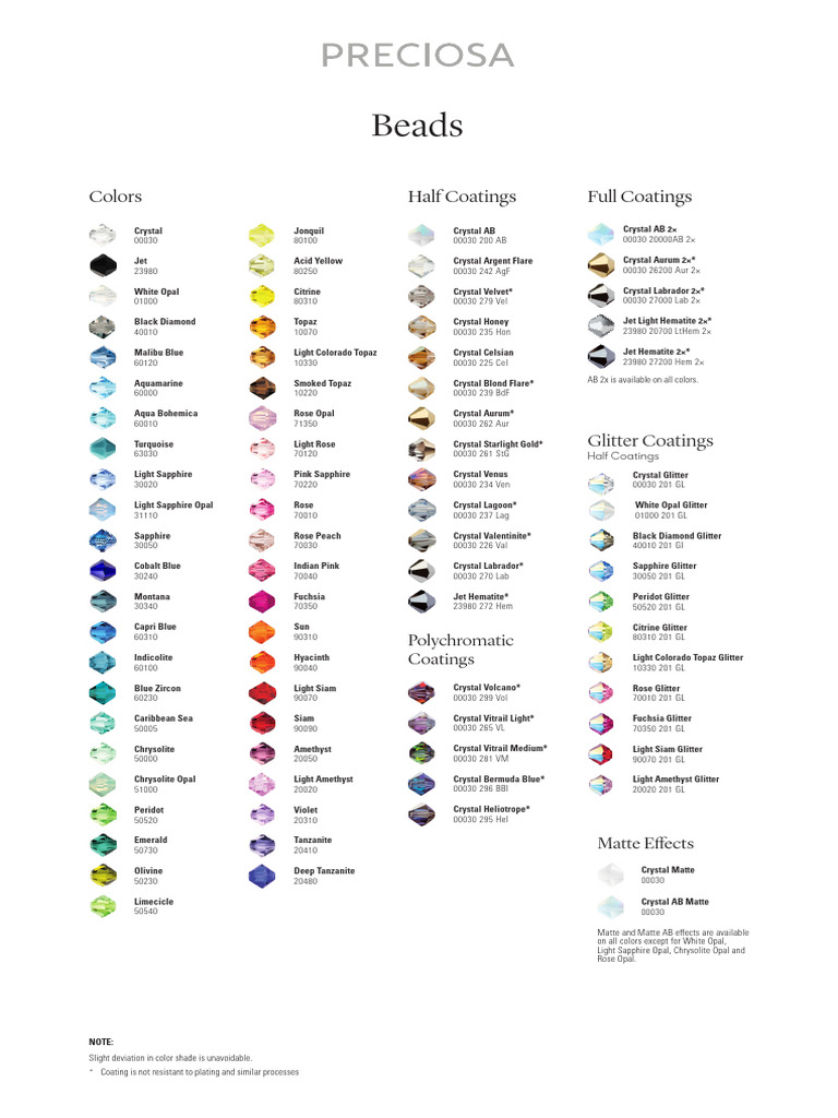 Beads Color Chart 2025 | PDF | Gemstone | Jewellery Components