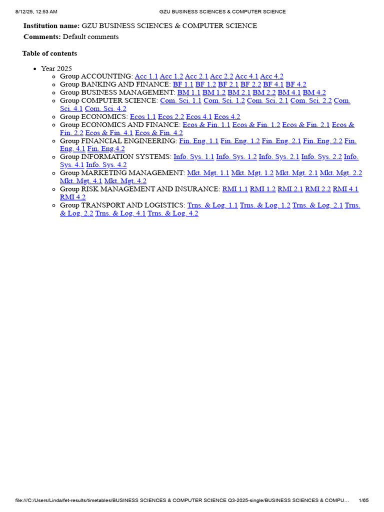 Final Q3 2025 GZU Business Sciences & Computer Science Students | PDF