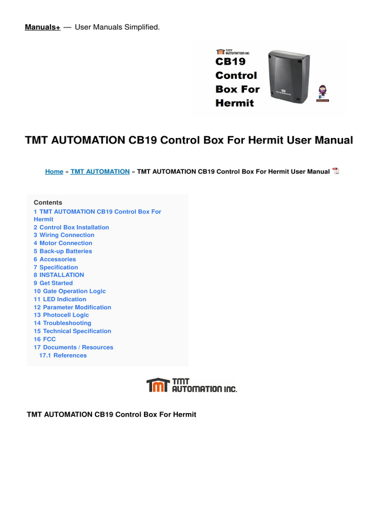 CB19 Control Box User Manual | PDF | Automation | Light Emitting Diode
