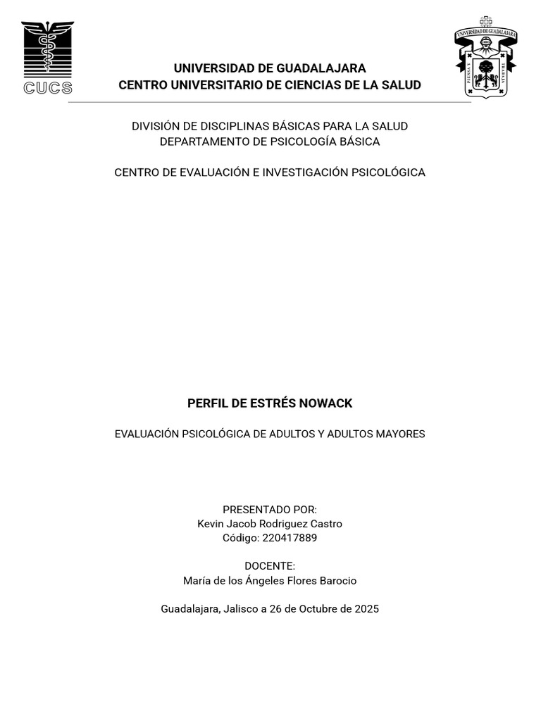 Perfil de Estr-S Nowack-KJRC | PDF | Estrés (biología) | Las emociones