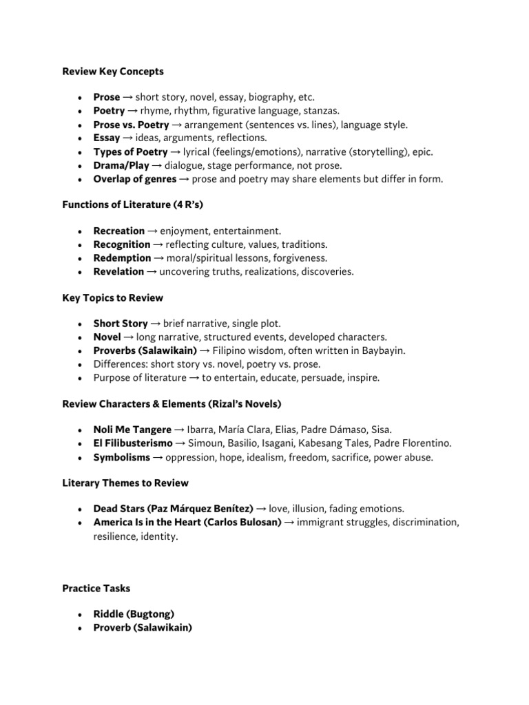 Reviewer Outline in Lit 111 | PDF