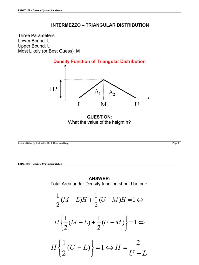 3 - Notes Triangular Distribution | PDF | Multiplication | Simulation