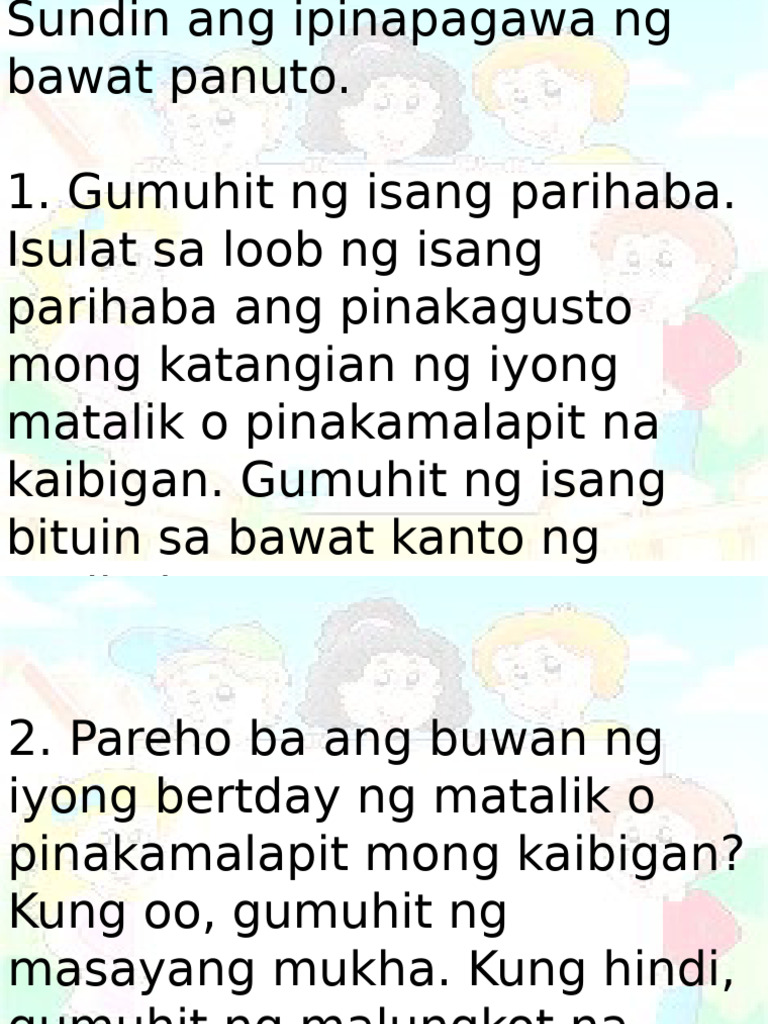 FIL - WEEK1 QTR 2 Pagsunod Sa Panuto | PDF