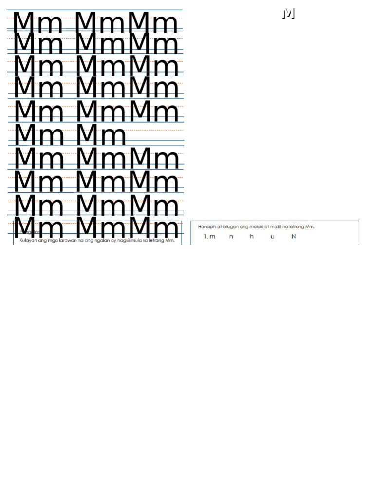 Letter M Kulayan Ang Mga Bagay Na Nagsisimula Sa Letrang M | PDF