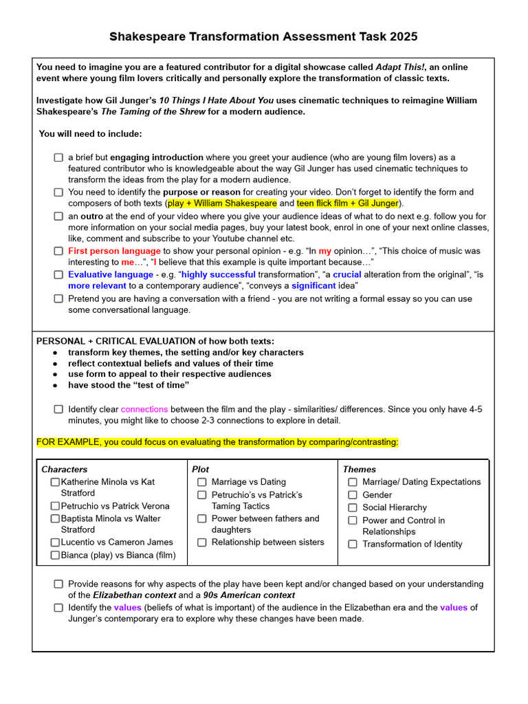 Analyzing Shakespeare's Modern Adaptation | PDF
