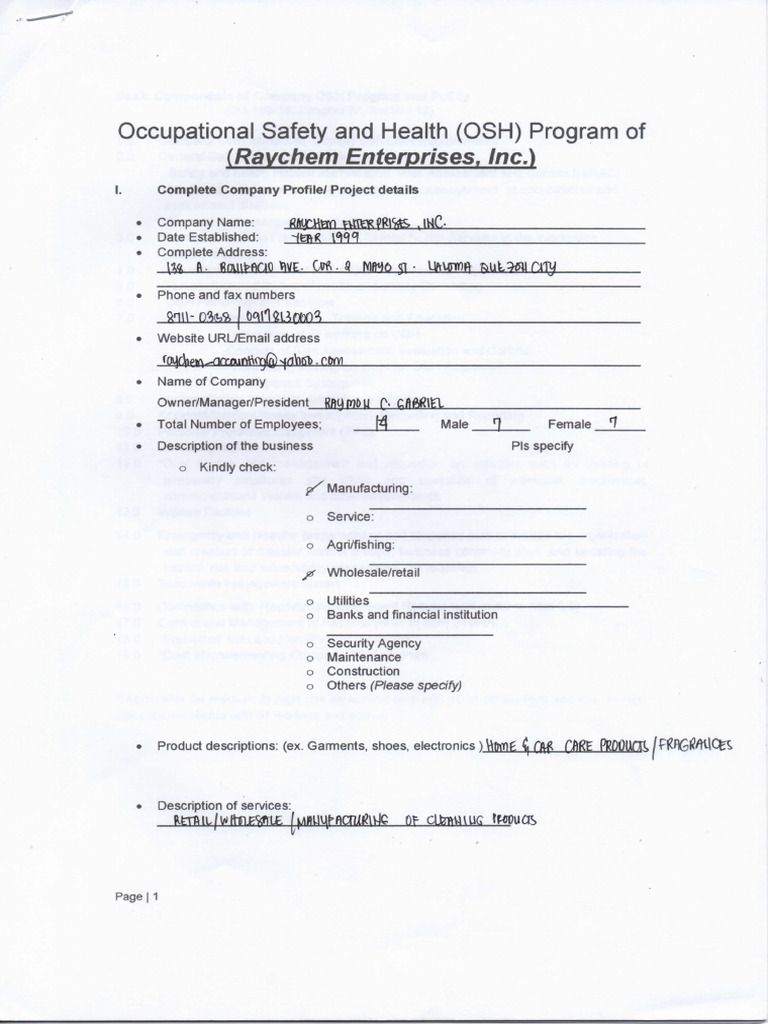 OSH Program | PDF
