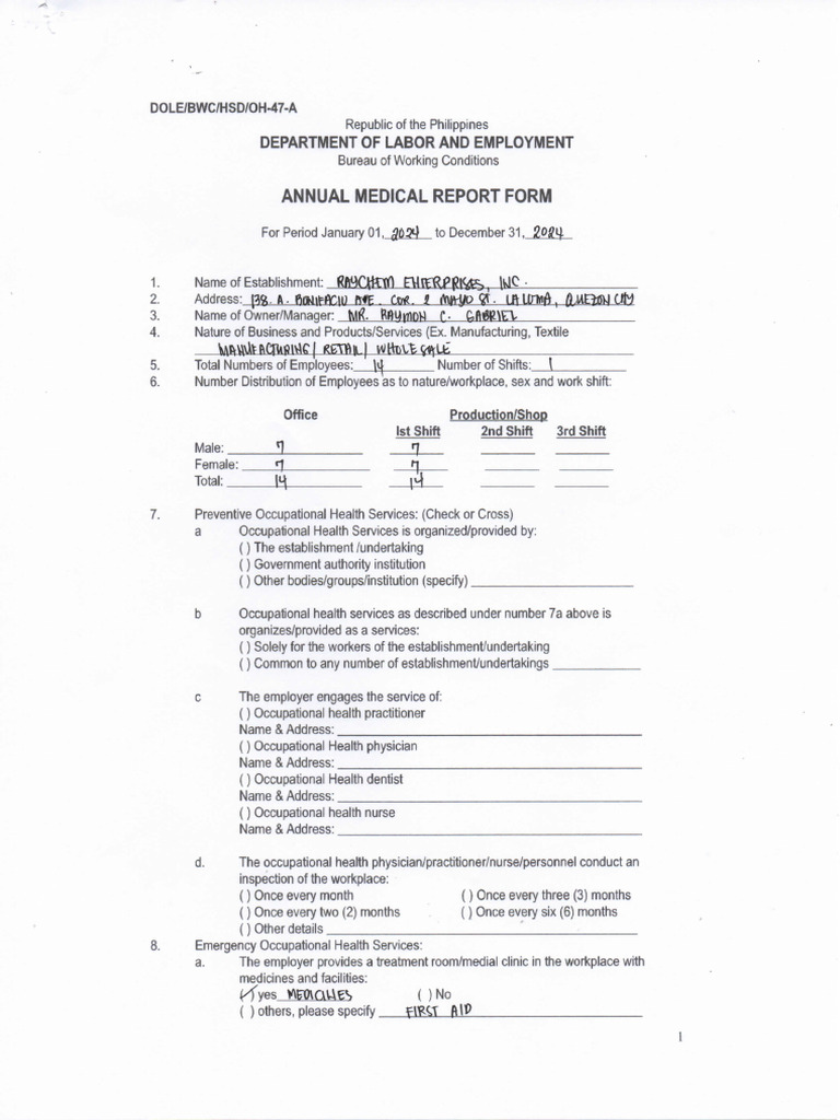 Annual Medical Report | PDF