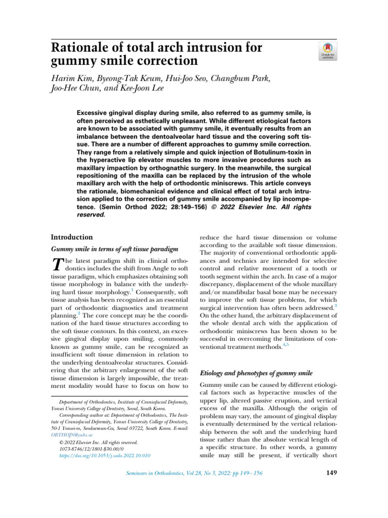 Total Arch Intrusion for Gummy Smile Correction | PDF | Dentistry ...