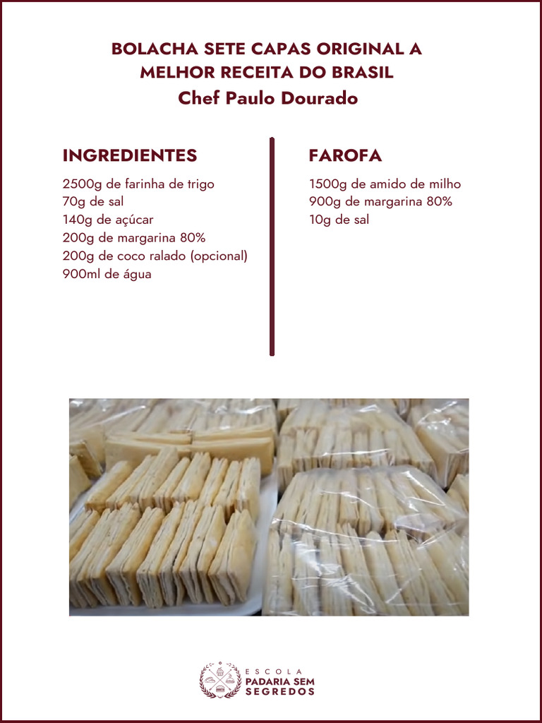 Receita de Bolacha Sete Capas | PDF | Alimentos