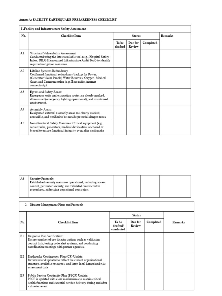 Eartquake Preparedness Checklist | PDF | Incident Command System ...
