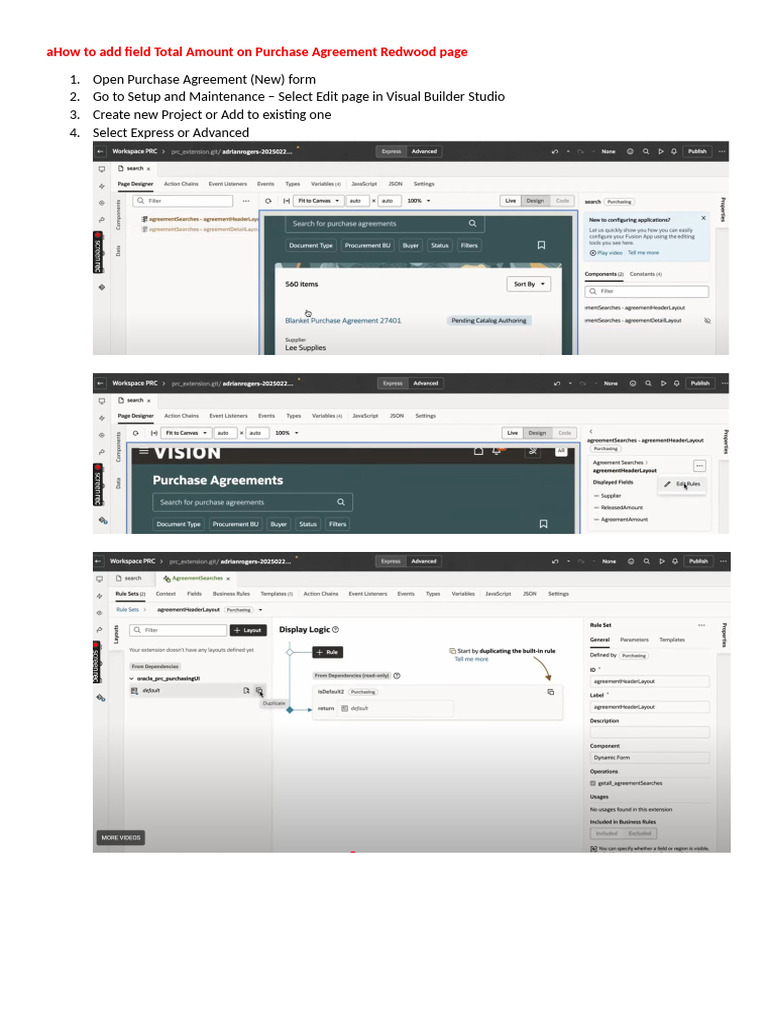 How To Add Field Total Amount On Purchase Agreement Redwood Page | PDF