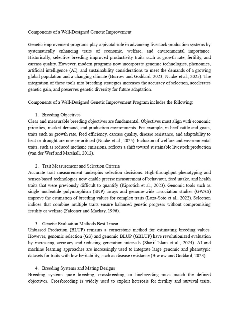 Key Elements of Genetic Improvement Programs | PDF | Plant Breeding ...