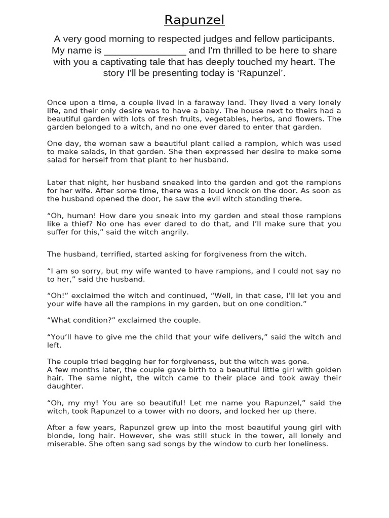 Rapunzel | PDF | Rapunzel | Folklore