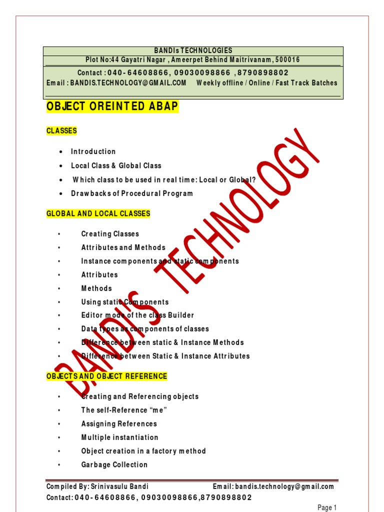 Abap Oops Pdf Pdf Class Computer Programming Method Computer Programming