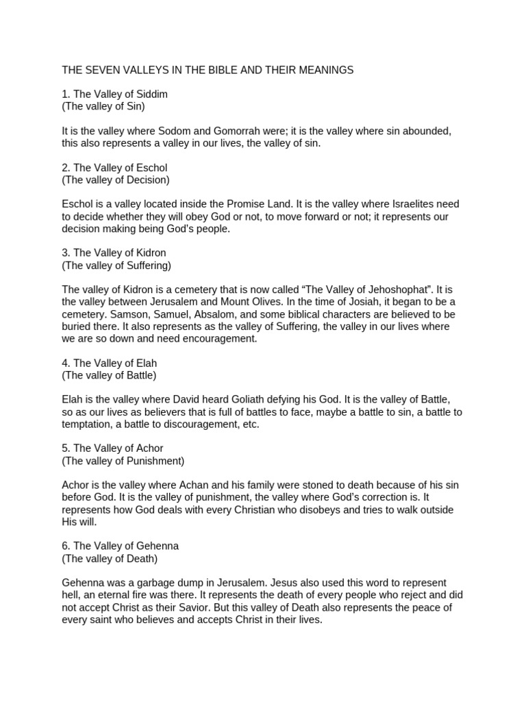 Seven Biblical Valleys Explained | PDF | Armageddon | Bible Content