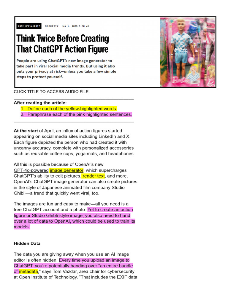 Think Twice Before Creating That ChatGPT Action Figure | PDF | Privacy ...