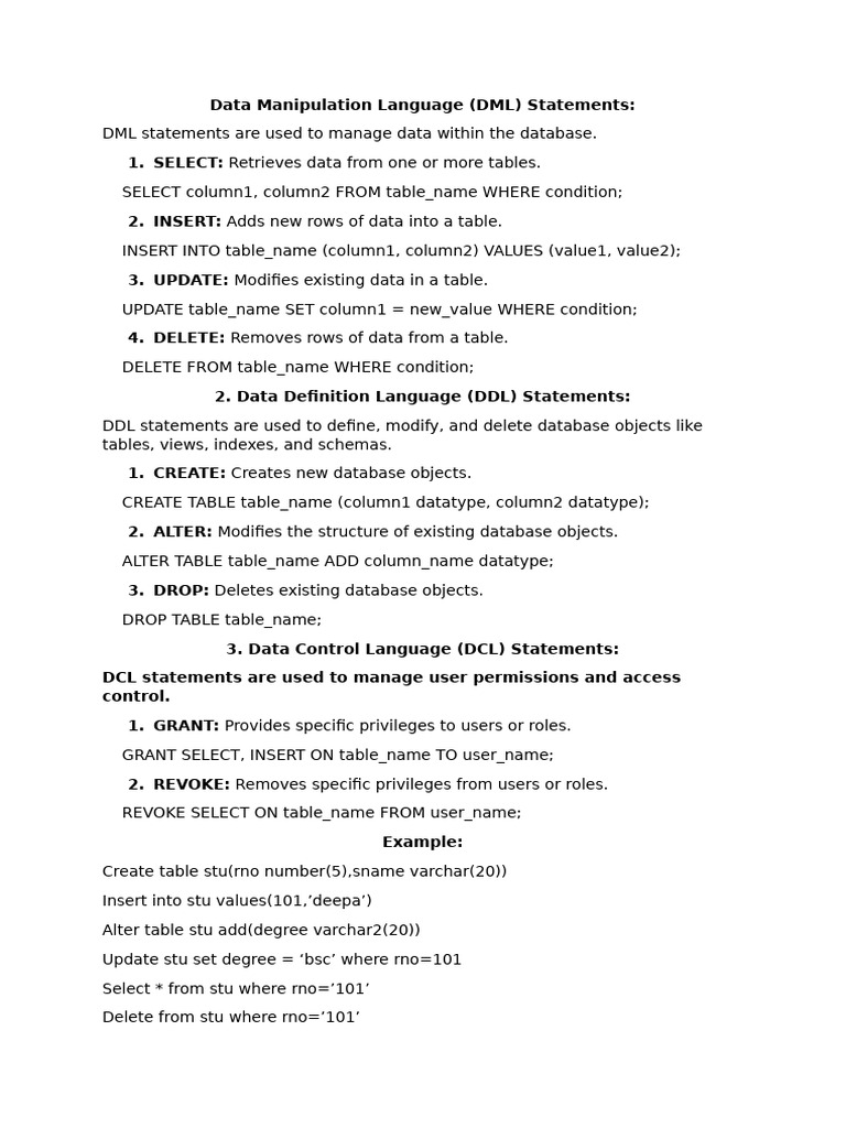 Data Manipulation Language | PDF