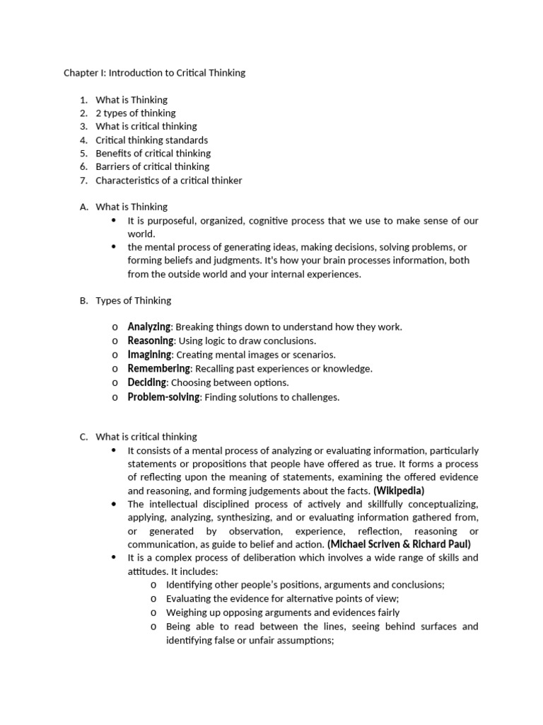 Introduction Critical Thinking | PDF | Critical Thinking | Thought