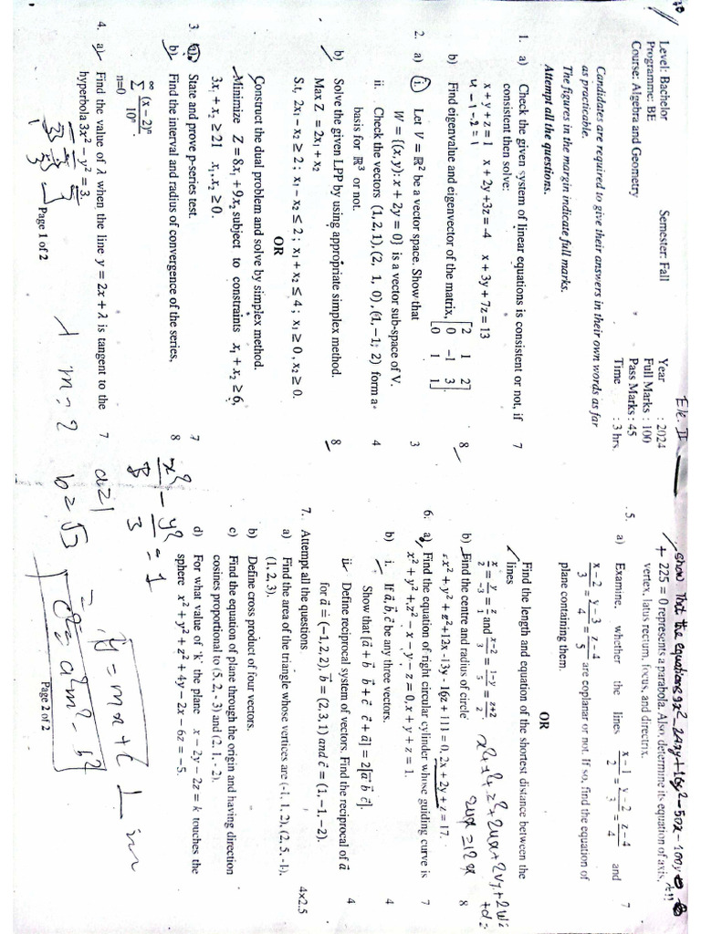 Second Sem Question Paper | PDF