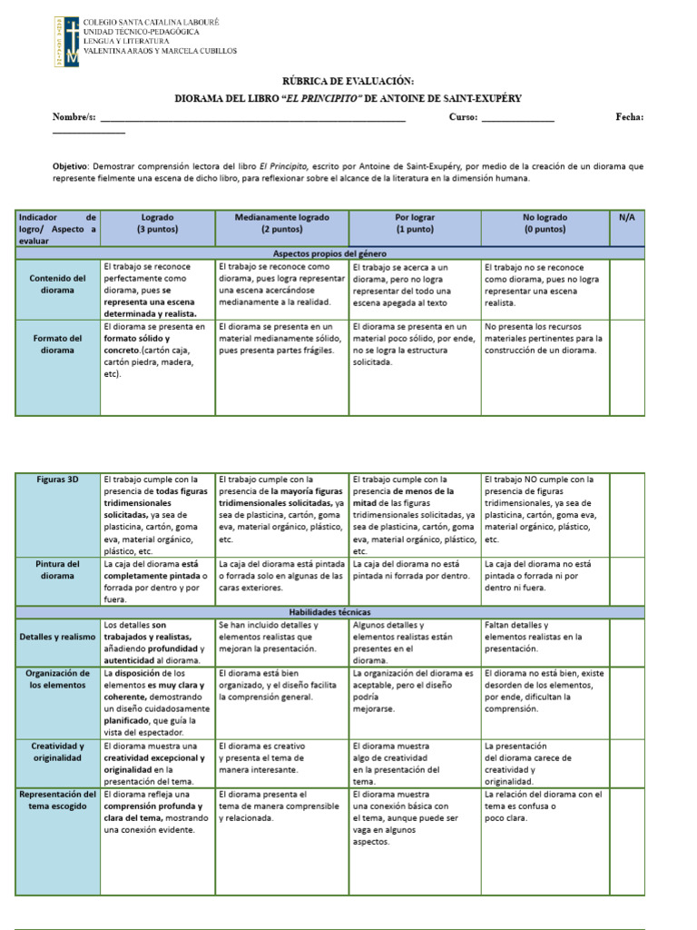 Rúbrica Diorama | PDF