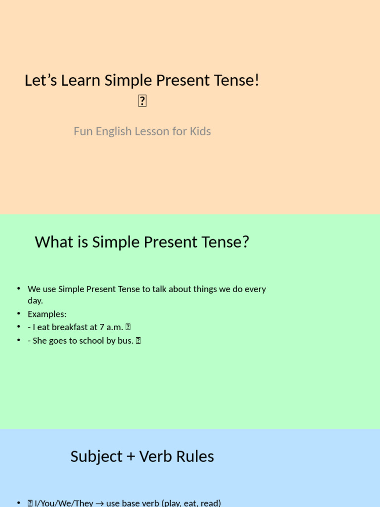 Simple Present Tense Colorful | PDF