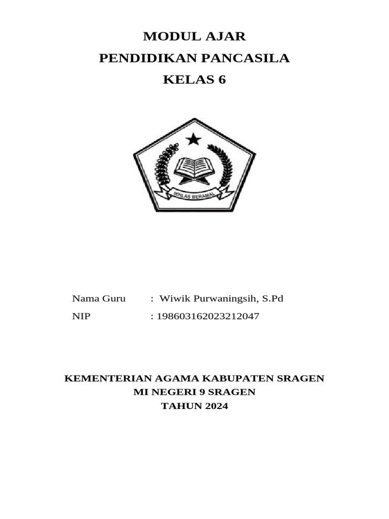 Modul Ajar Pancasila Kelas 6 2024 | PDF