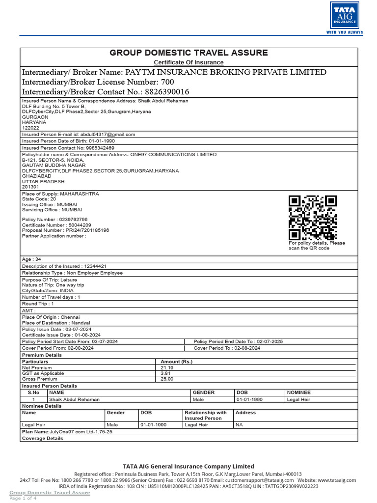 Group Domestic Travel Assure | PDF | Insurance | Finger