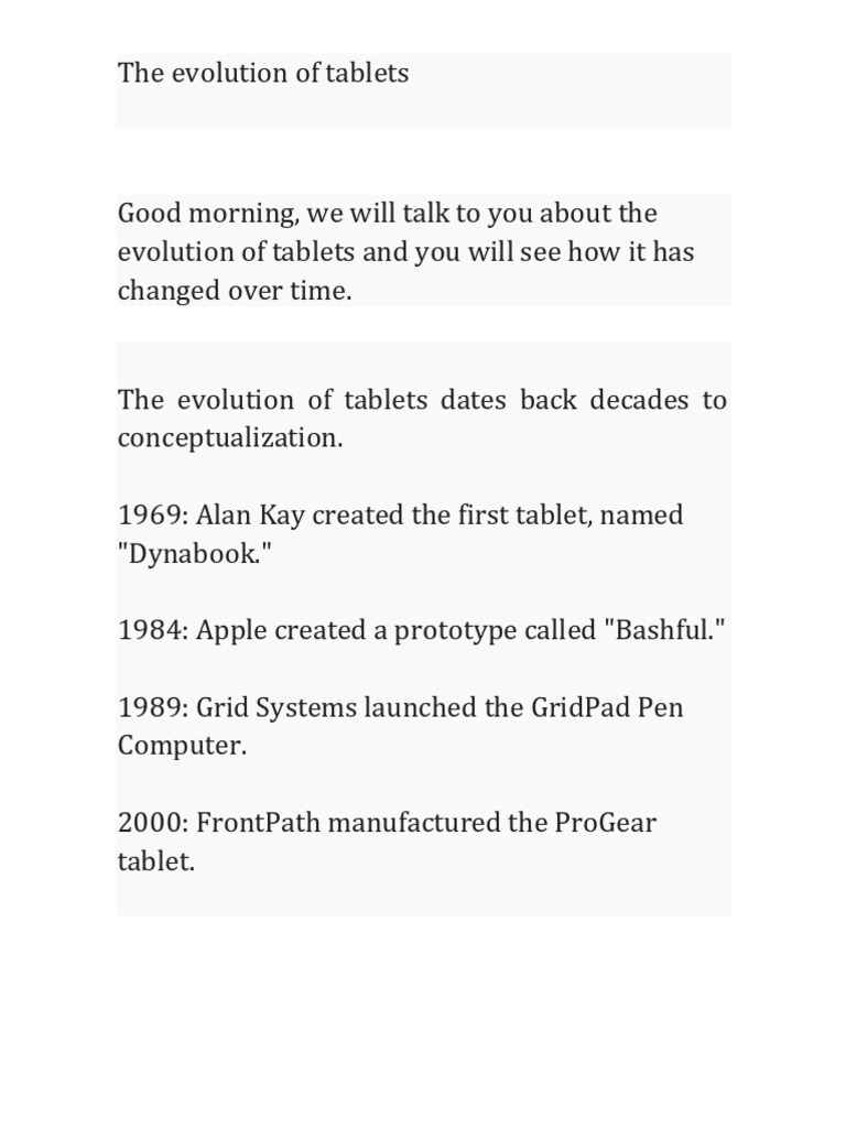 Evolution of Tablets Over Time | PDF