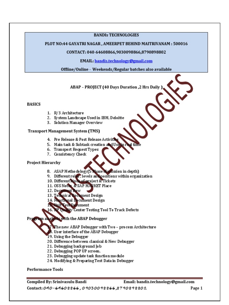 Abap Project | PDF | Information Technology Management | Systems Engineering
